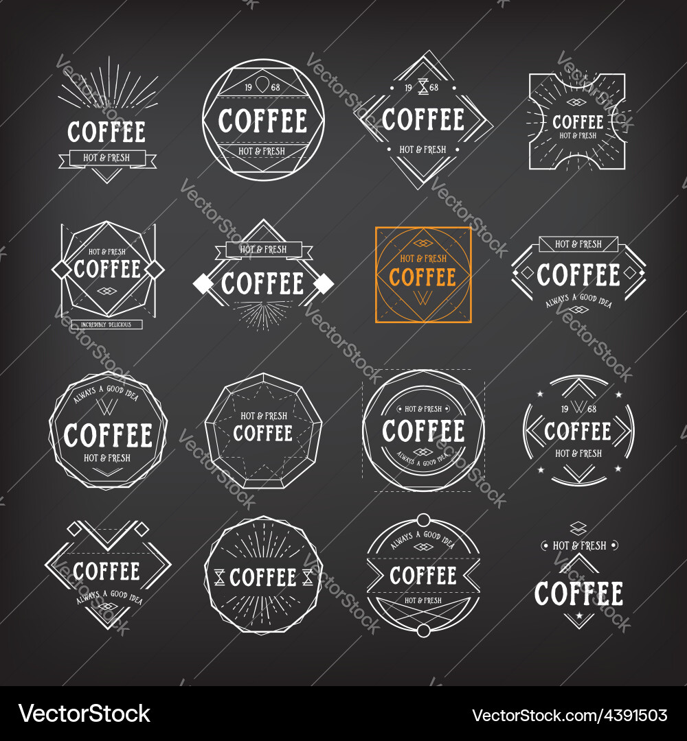 Coffee menu logo template vintage geometric badge Vector Image