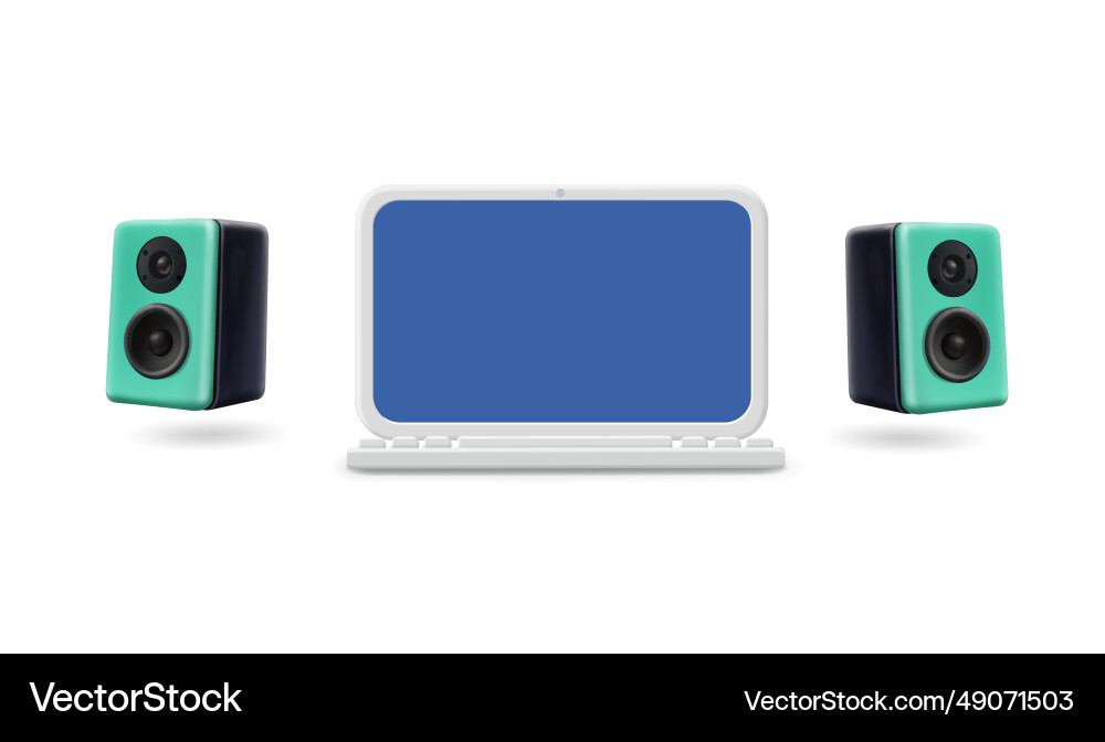 Computer speakers laptop 3d icon Royalty Free Vector Image