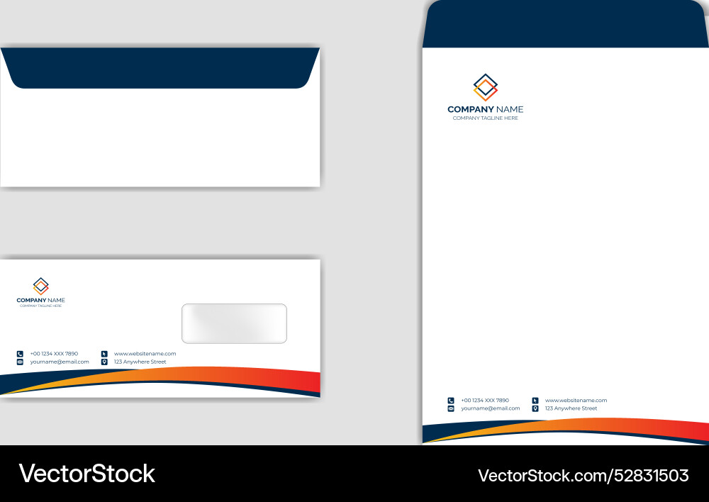 Corporate envelope design template set Royalty Free Vector