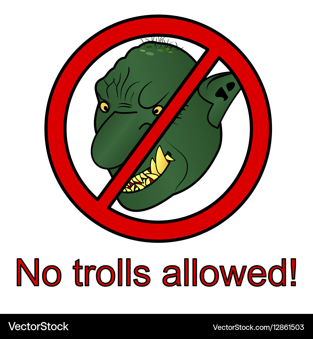No trolls allowed sign Royalty Free Vector Image