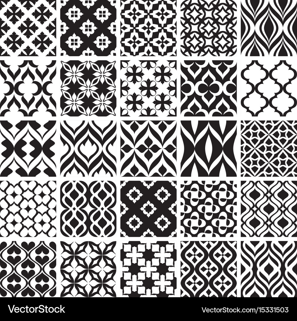 Set of black and white patterns Royalty Free Vector Image