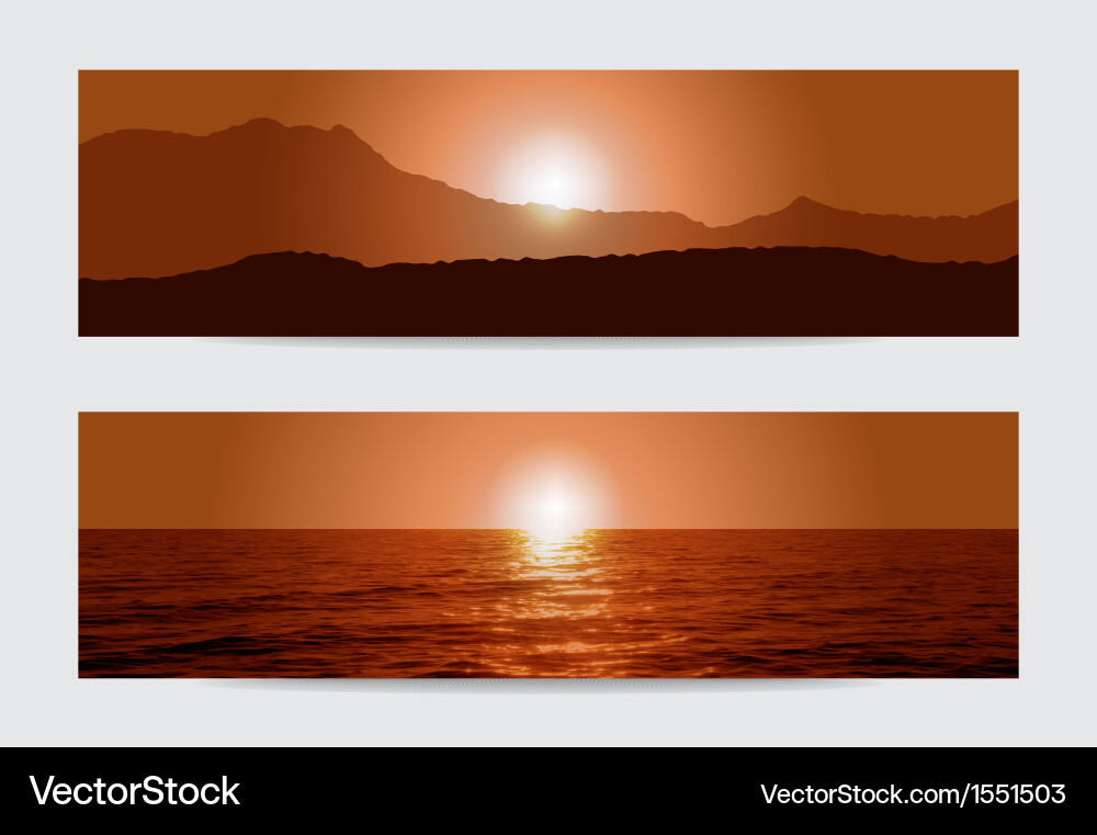 Sunset banners Royalty Free Vector Image - VectorStock