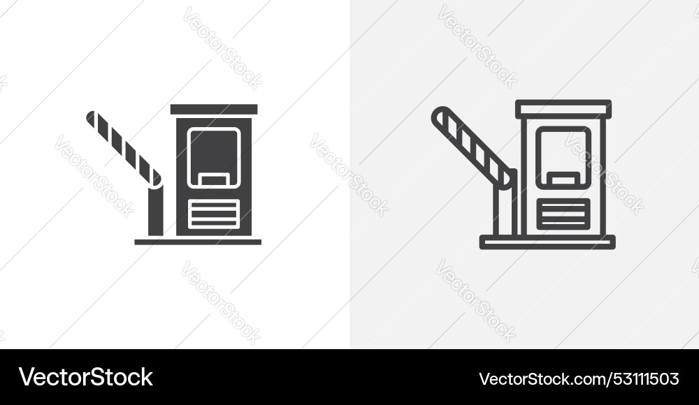 Toll plaza thin line icon set Royalty Free Vector Image