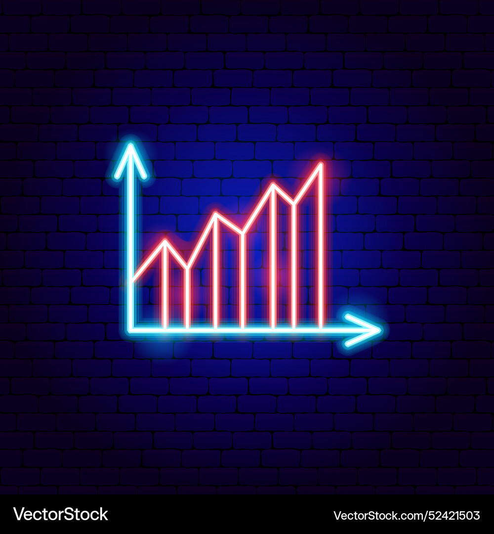 Volatility graph neon sign Royalty Free Vector Image