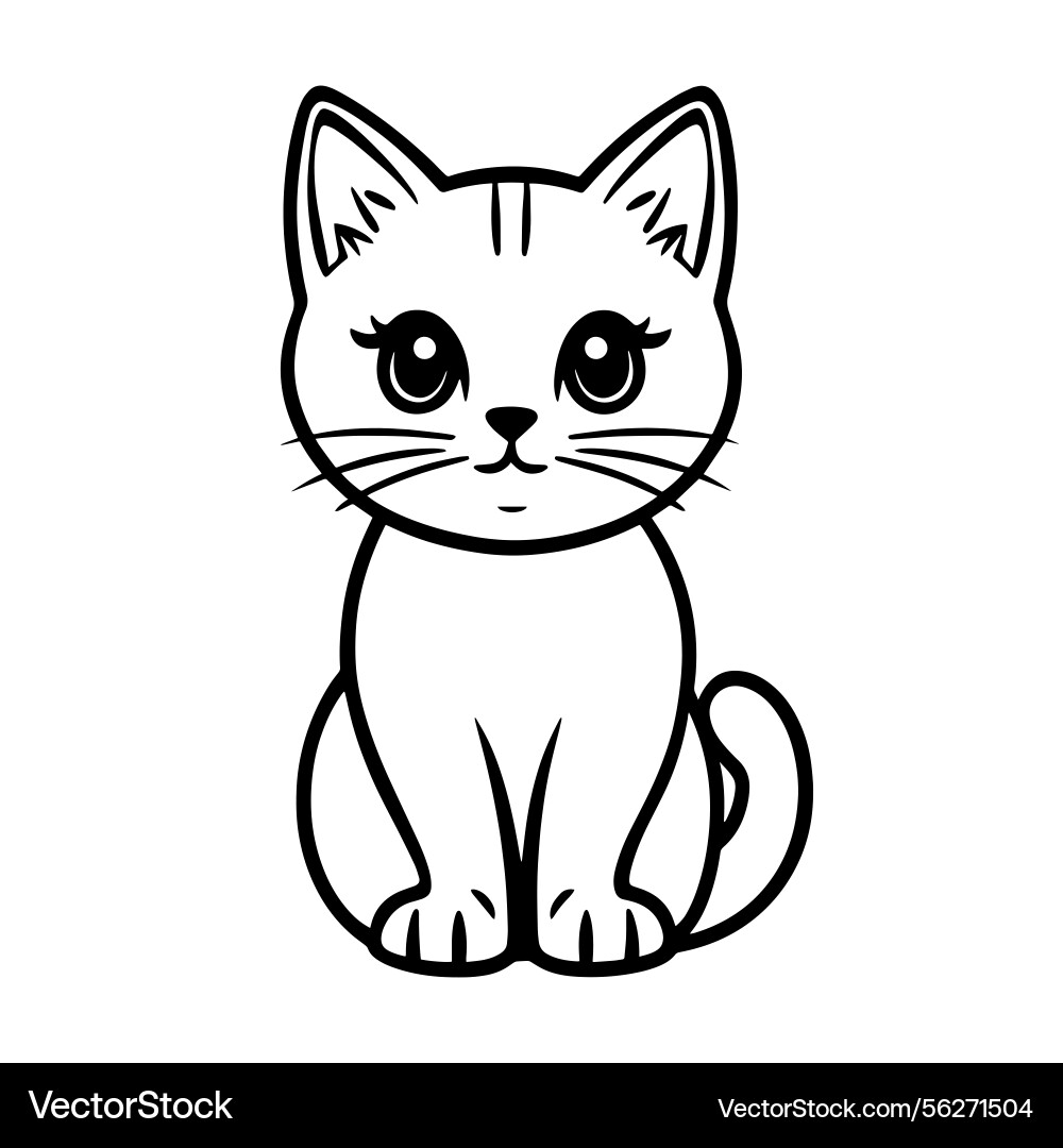 Cat outline drawing Royalty Free Vector Image - VectorStock