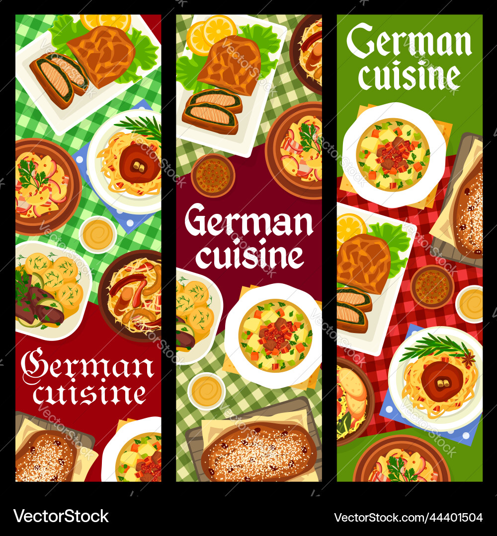 German cuisine restaurant food banners Royalty Free Vector