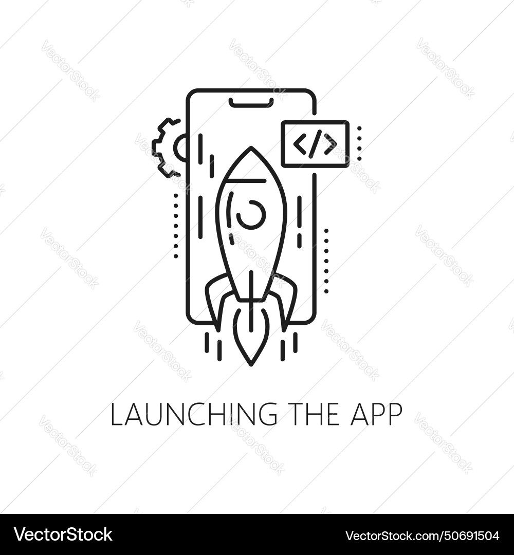 Launching App Web Develop And Optimization Icon Vector Image