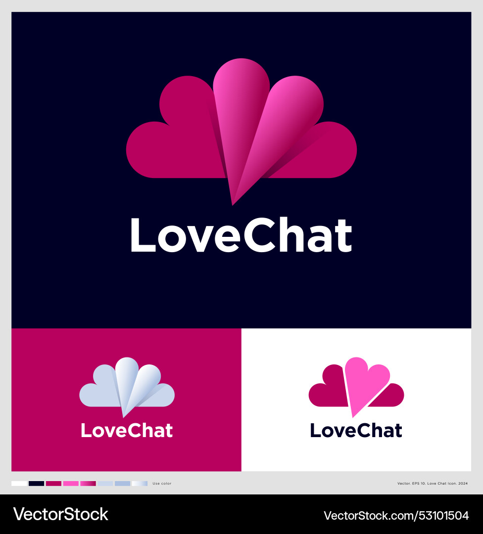 Love chat logo valentines message cloud pink Vector Image