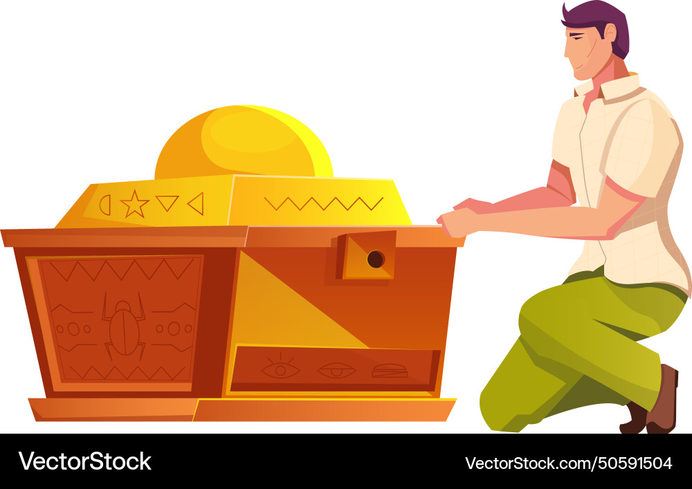 Opening treasure chest composition Royalty Free Vector Image