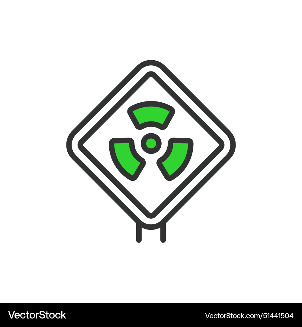 Radiation sign in line design green Royalty Free Vector