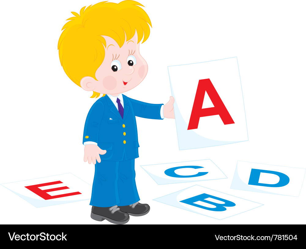 Schoolboy in english class Royalty Free Vector Image