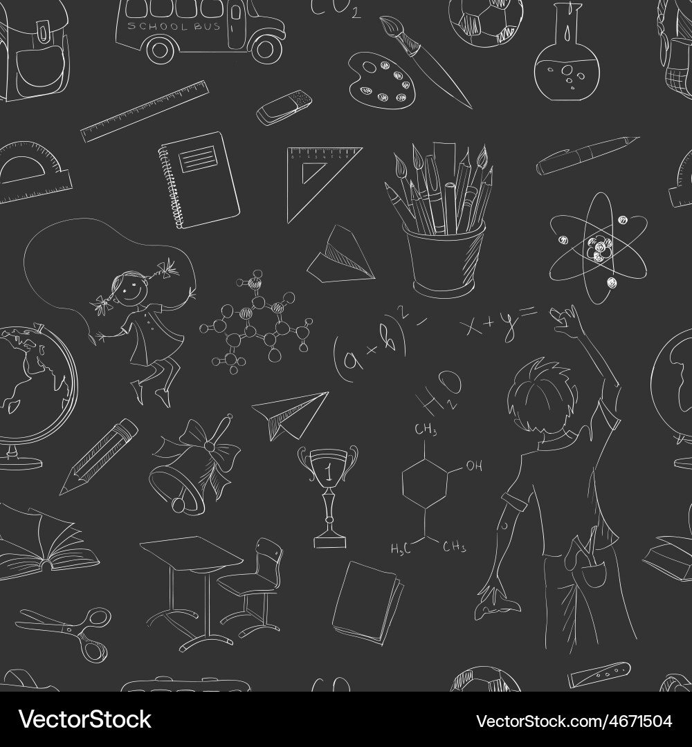 Seamless pattern school board freehand drawing Vector Image