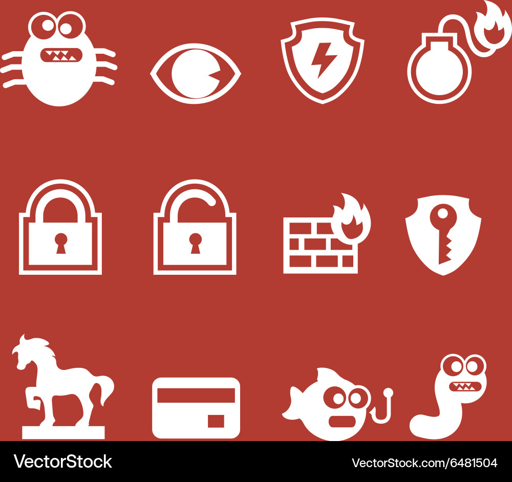 Set of cyber virus digital protection hacker Vector Image