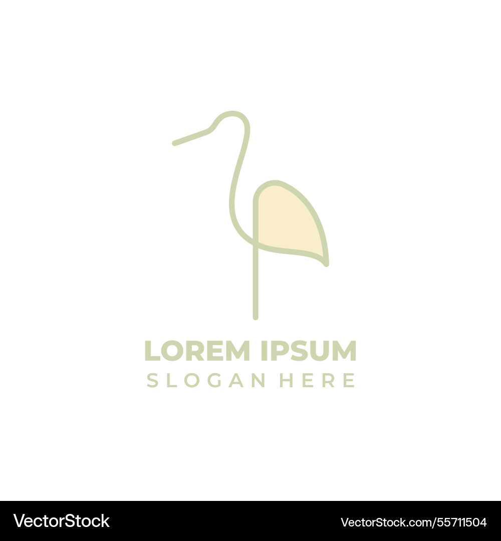 Simple stork logo lineart and shape style Vector Image