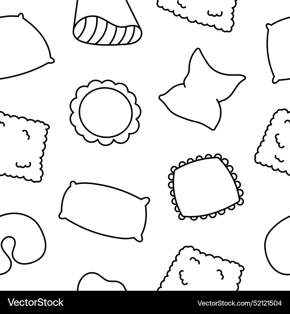 Sleeping pillow with decorative coloring page Vector Image