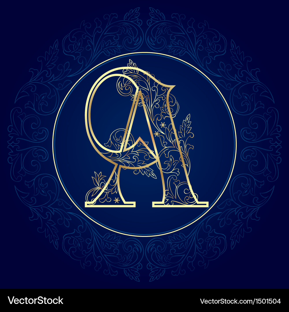Vintage floral alphabet letter Royalty Free Vector Image