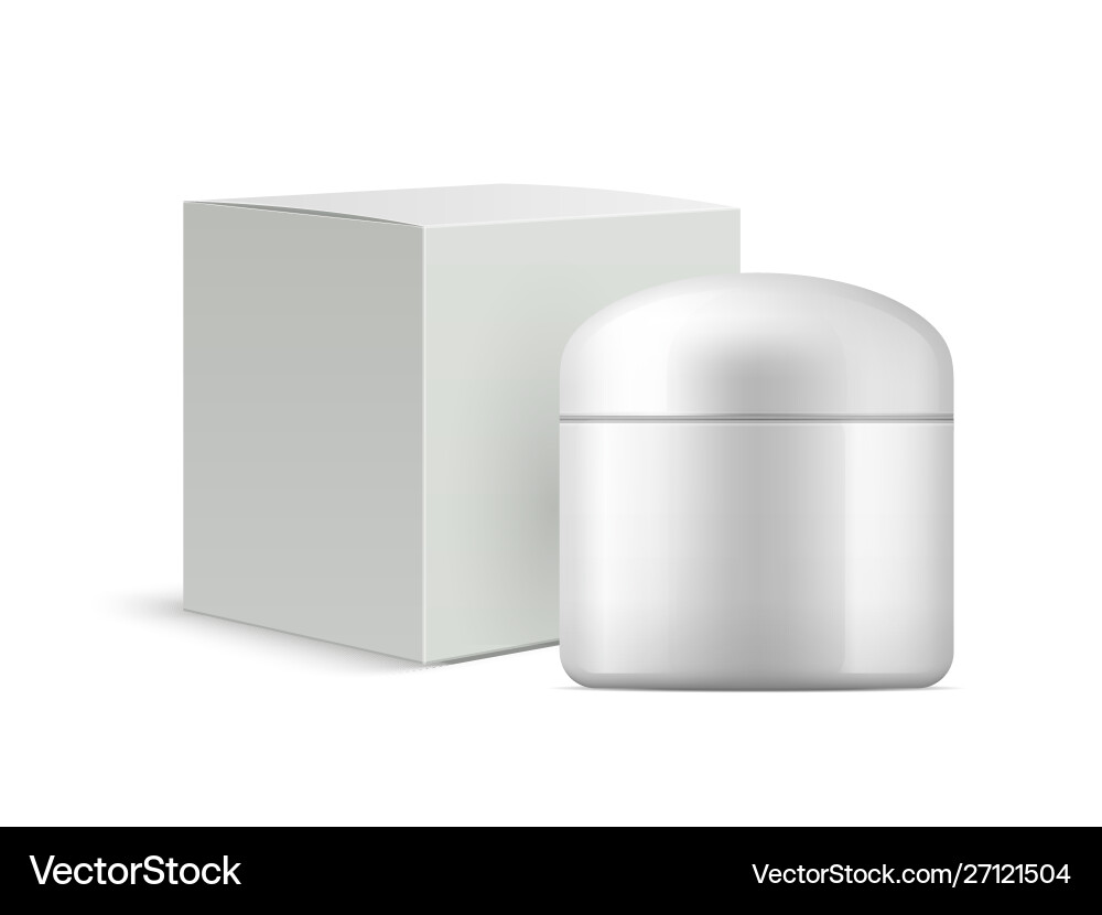 White cream box and jar mockup blank 3d Royalty Free Vector