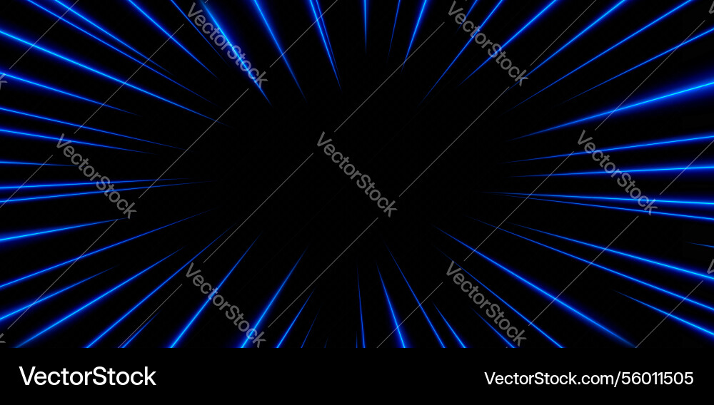 Blue light speed effect on black background Vector Image
