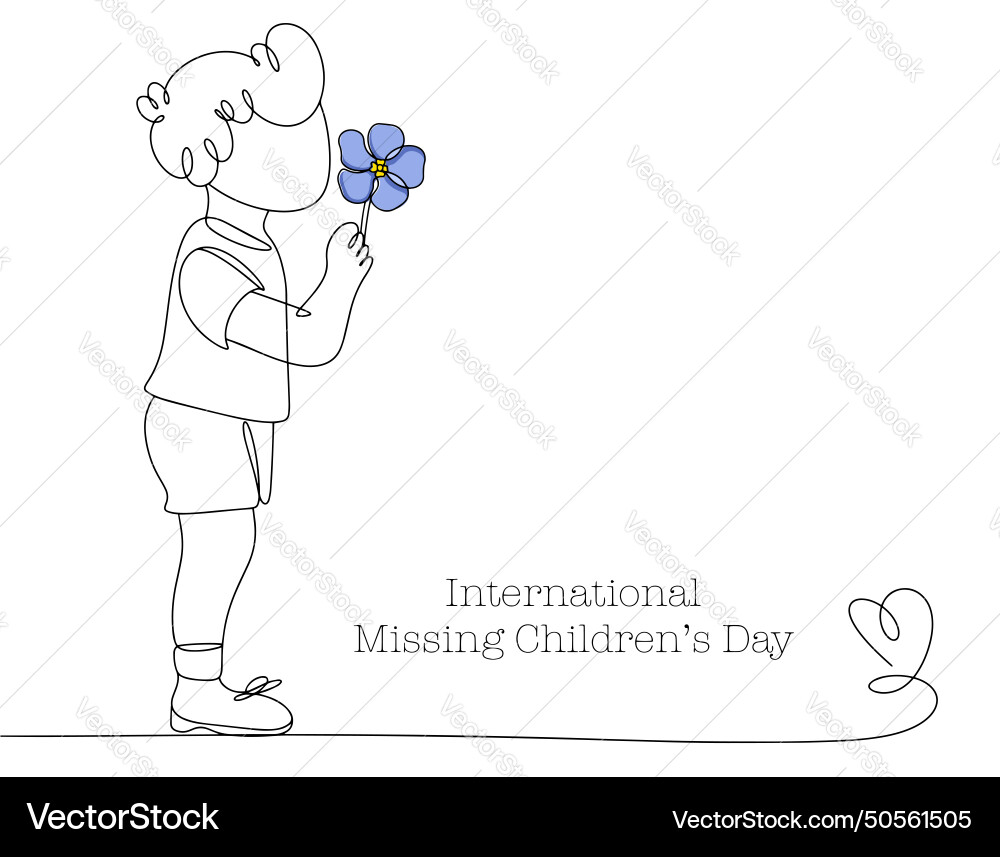 Boy forget-me-not one line Royalty Free Vector Image