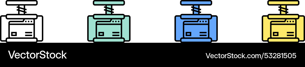 Compressed file icon outline green blue Royalty Free Vector