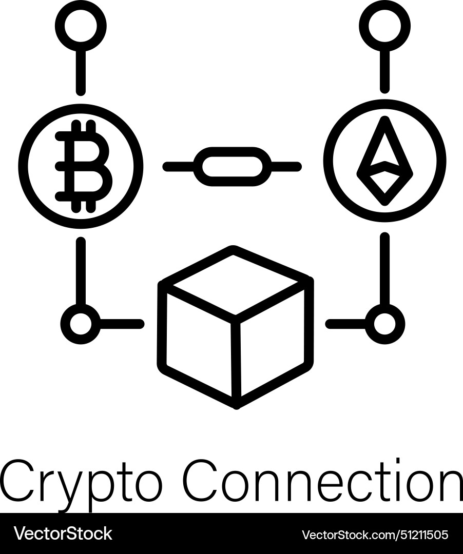 Crypto connection Royalty Free Vector Image - VectorStock