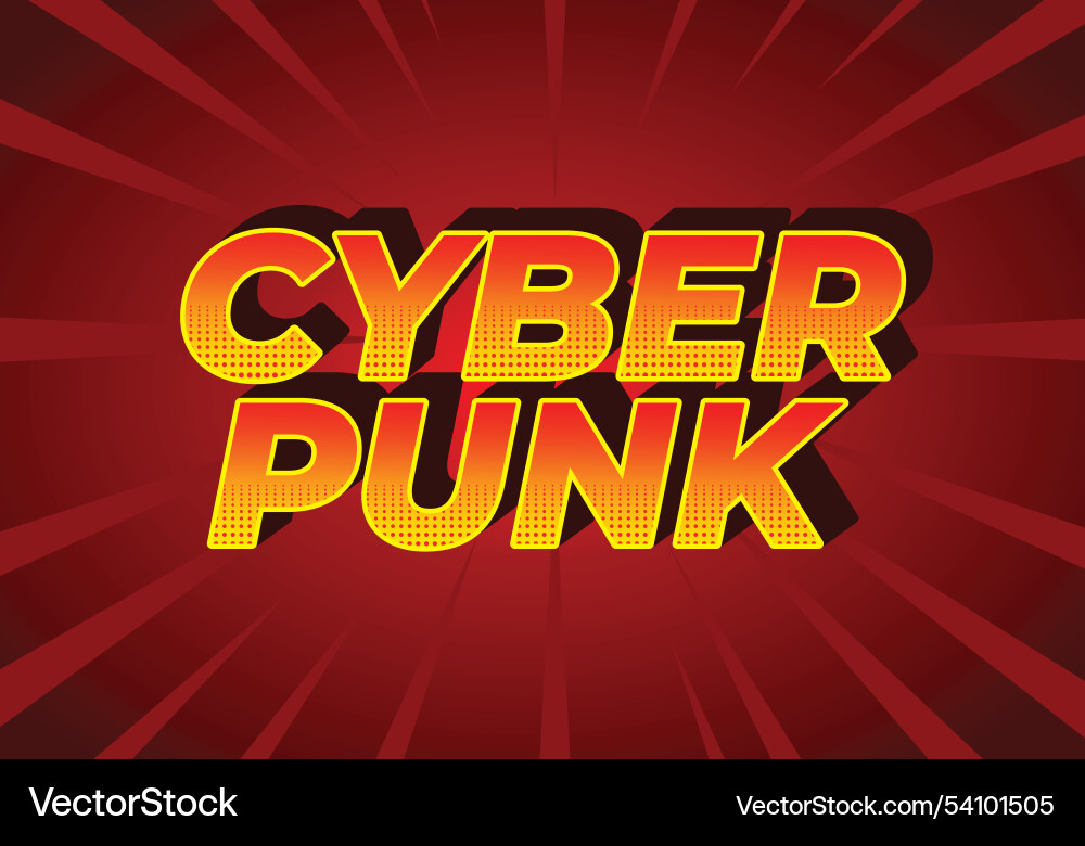 Cyber punk text effect in bold fonts with 3d style