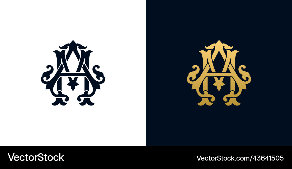 Decorative vintage initial letters ma monogram Vector Image