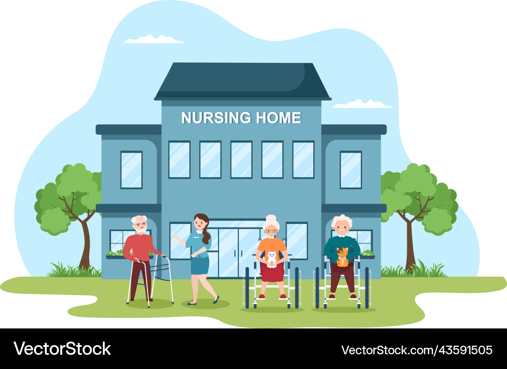 Elderly care services hand drawn cartoon flat Vector Image