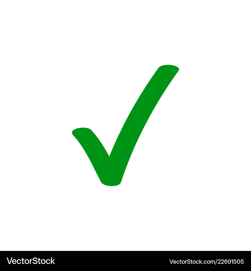 Green tick checkmark icon Royalty Free Vector Image
