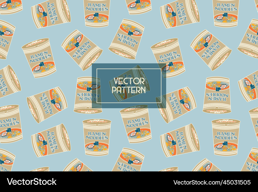 Ramen cup instant noodles pattern Royalty Free Vector Image
