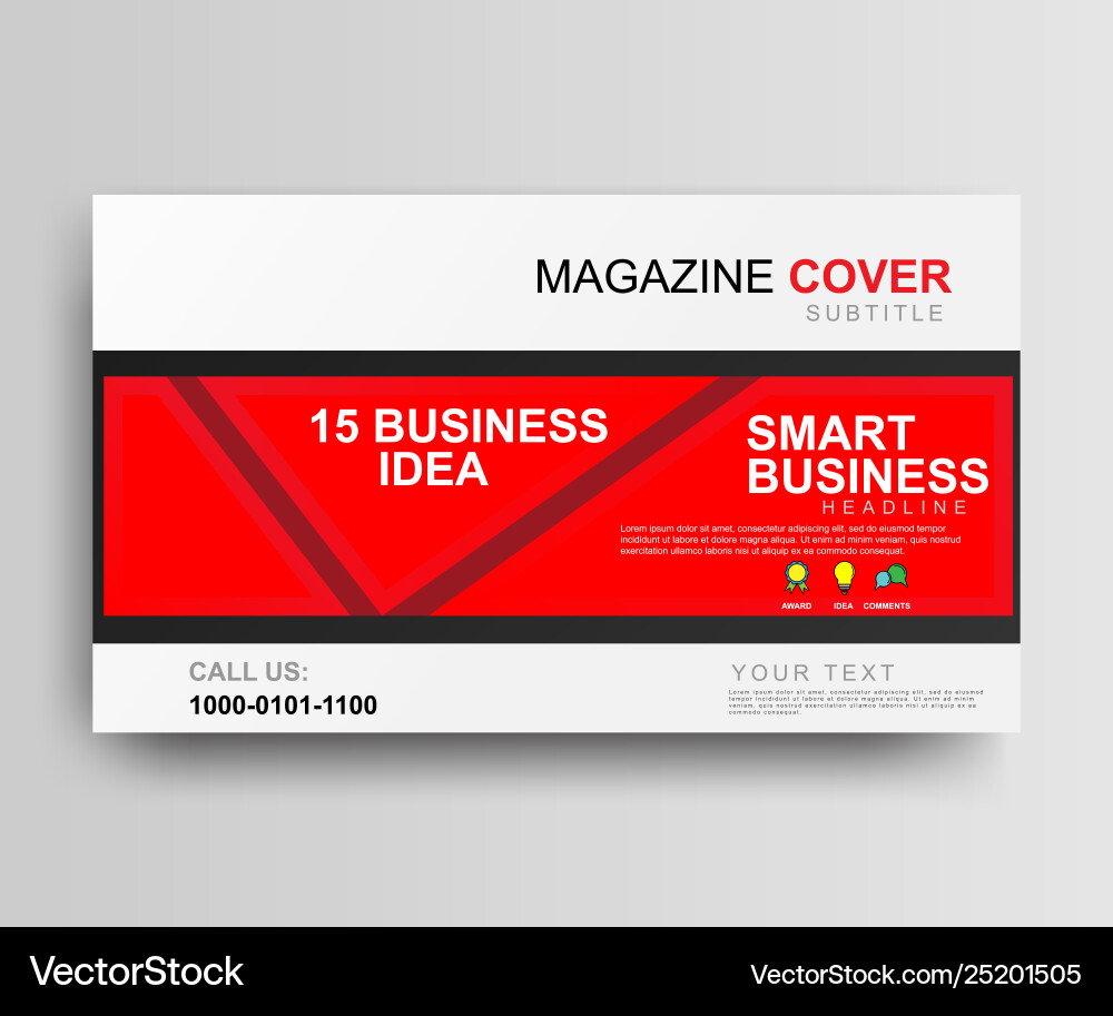 Red magazine style cover template design brochure Vector Image