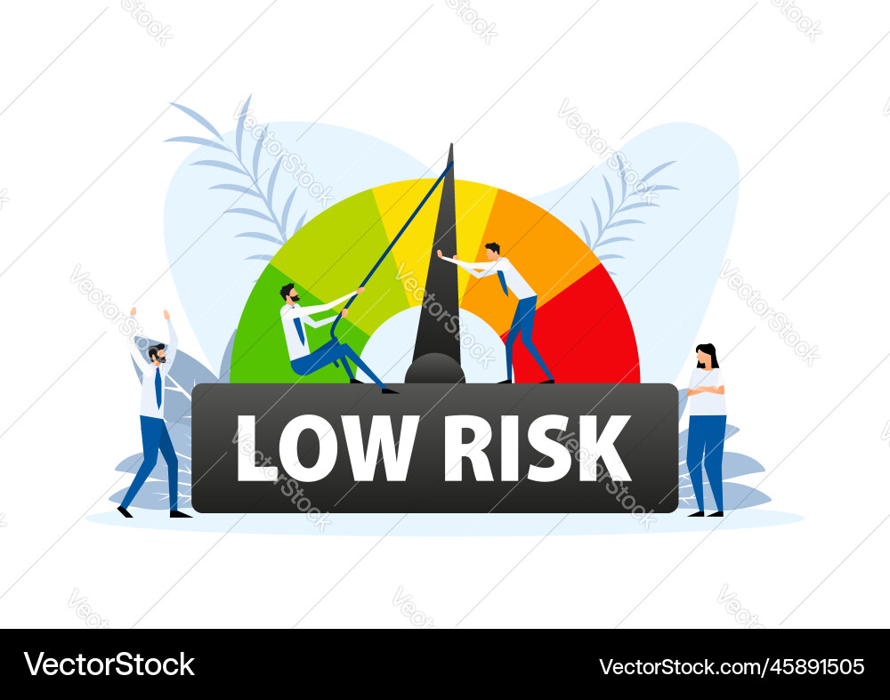 Risk speedometer gauge icon low meter Royalty Free Vector