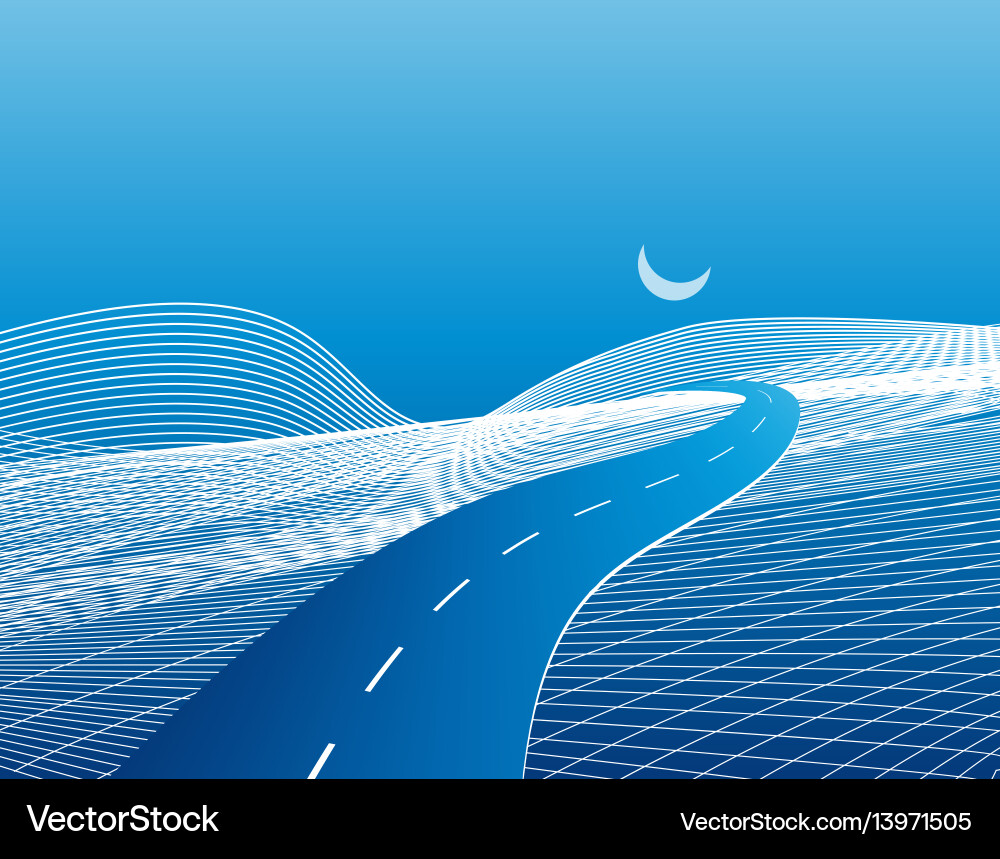 Road and highway on a stylized abstract map Vector Image