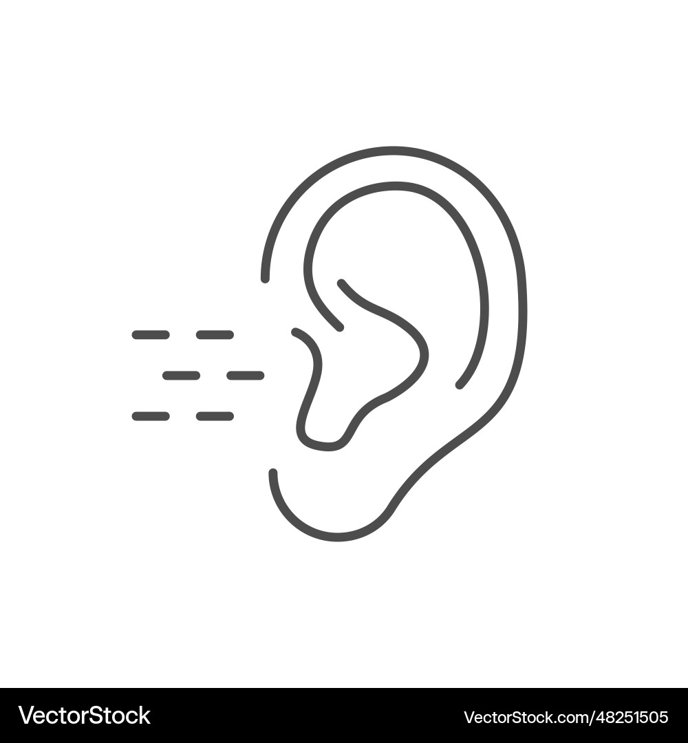 Sound perception line outline icon Royalty Free Vector Image