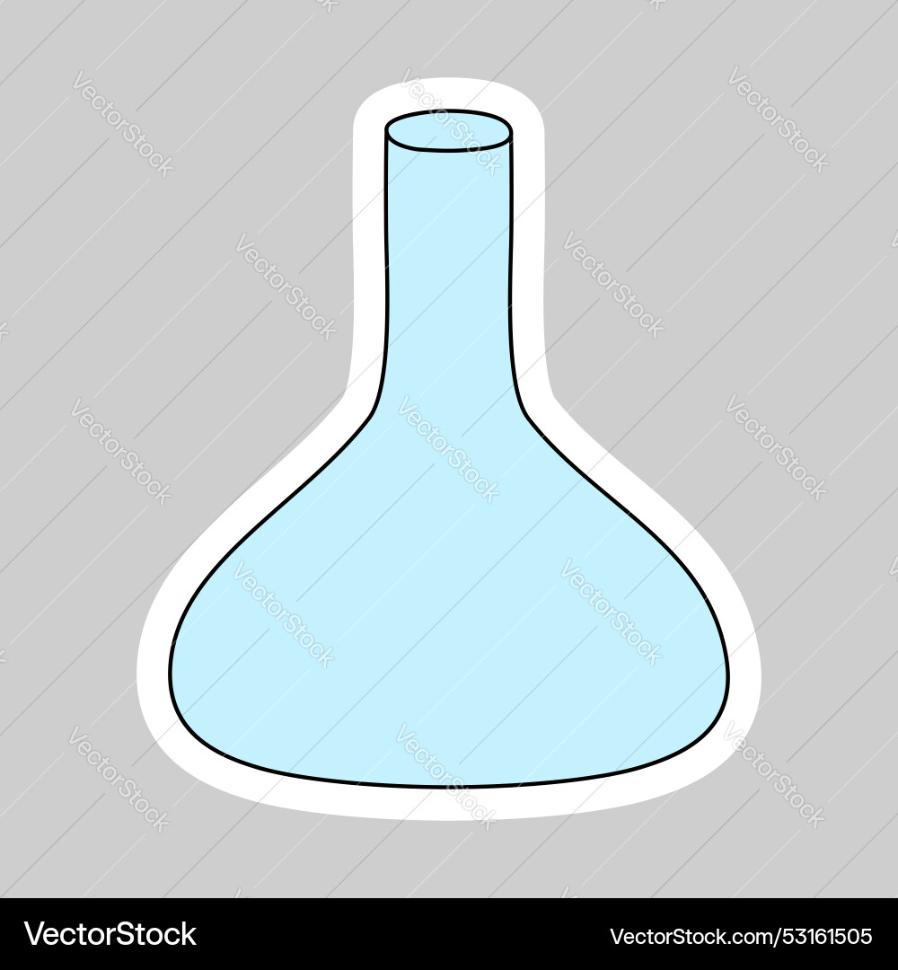 Sticker with conical chemical flask doodle style Vector Image