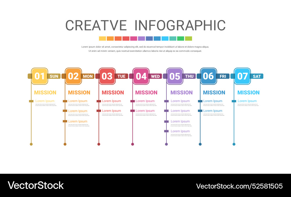 Timeline business for 7 day week Royalty Free Vector Image