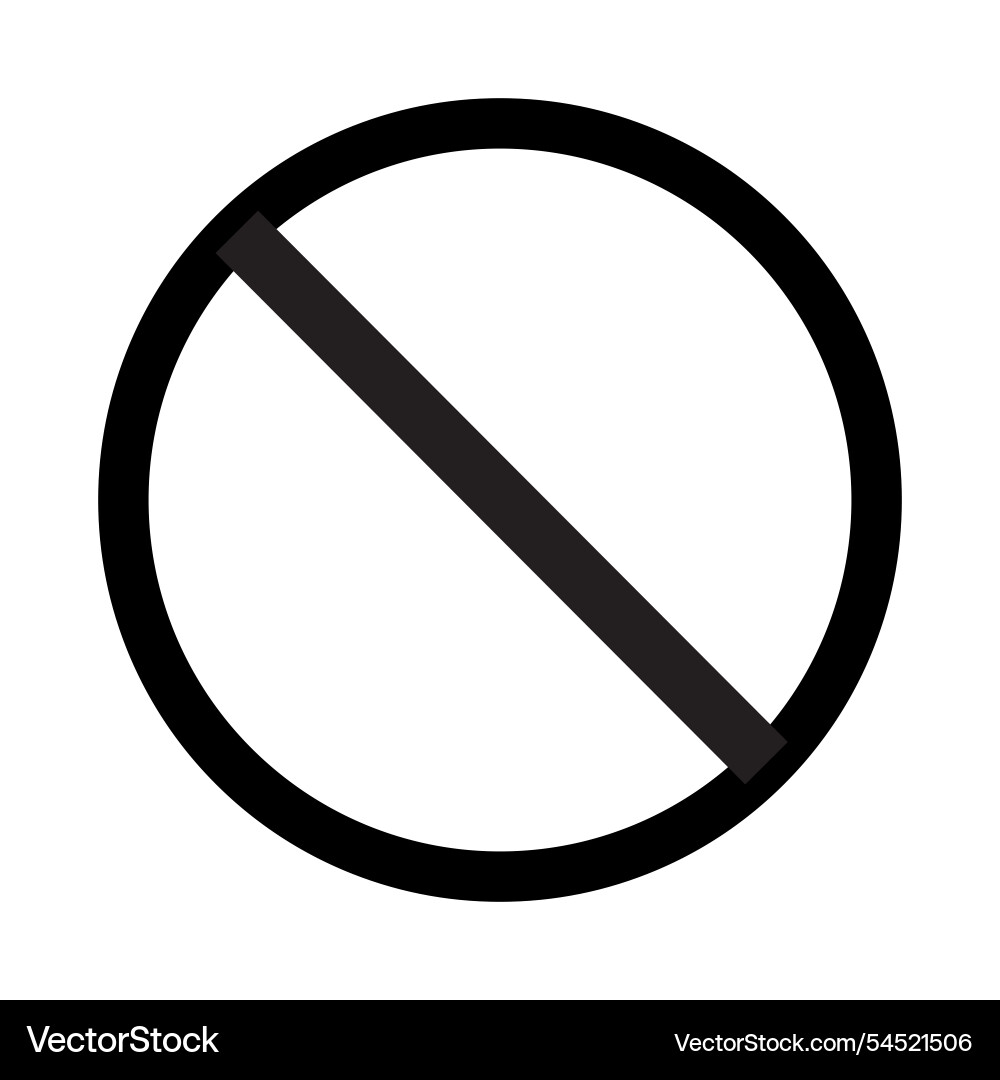 Black prohibition sign on white plate isolated Vector Image