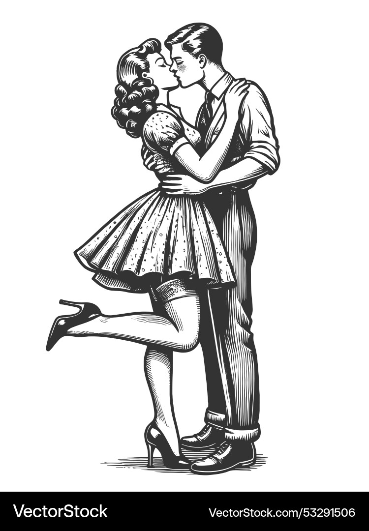 Couple kissing in passionate pose Royalty Free Vector Image
