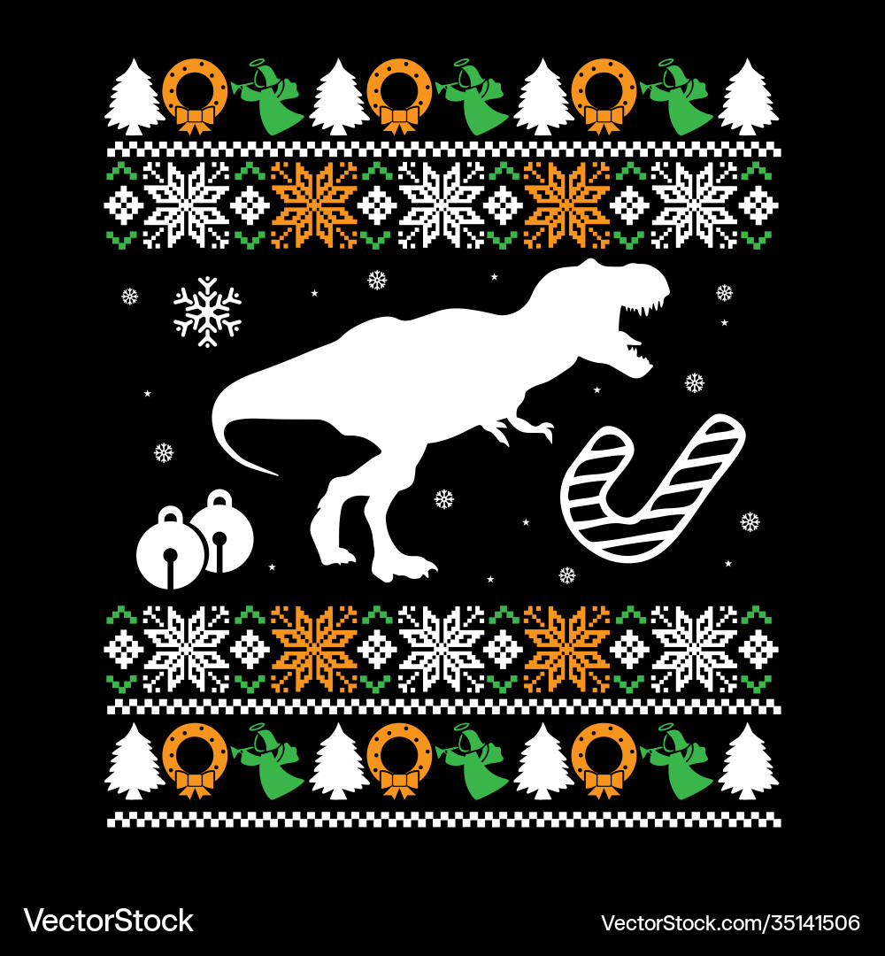 Dinosaur Christmas Sweater Royalty Free Vector Image