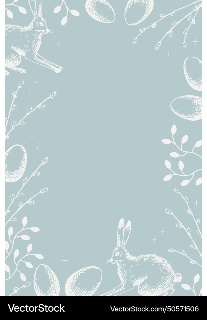 Easter card boho background for text with bunny Vector Image