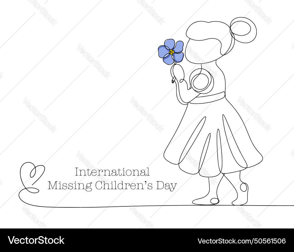Girl forget-me-not one line Royalty Free Vector Image