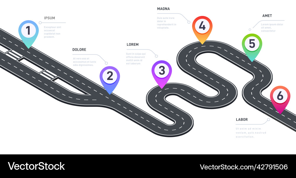 Isometric pathway infographic road map Royalty Free Vector