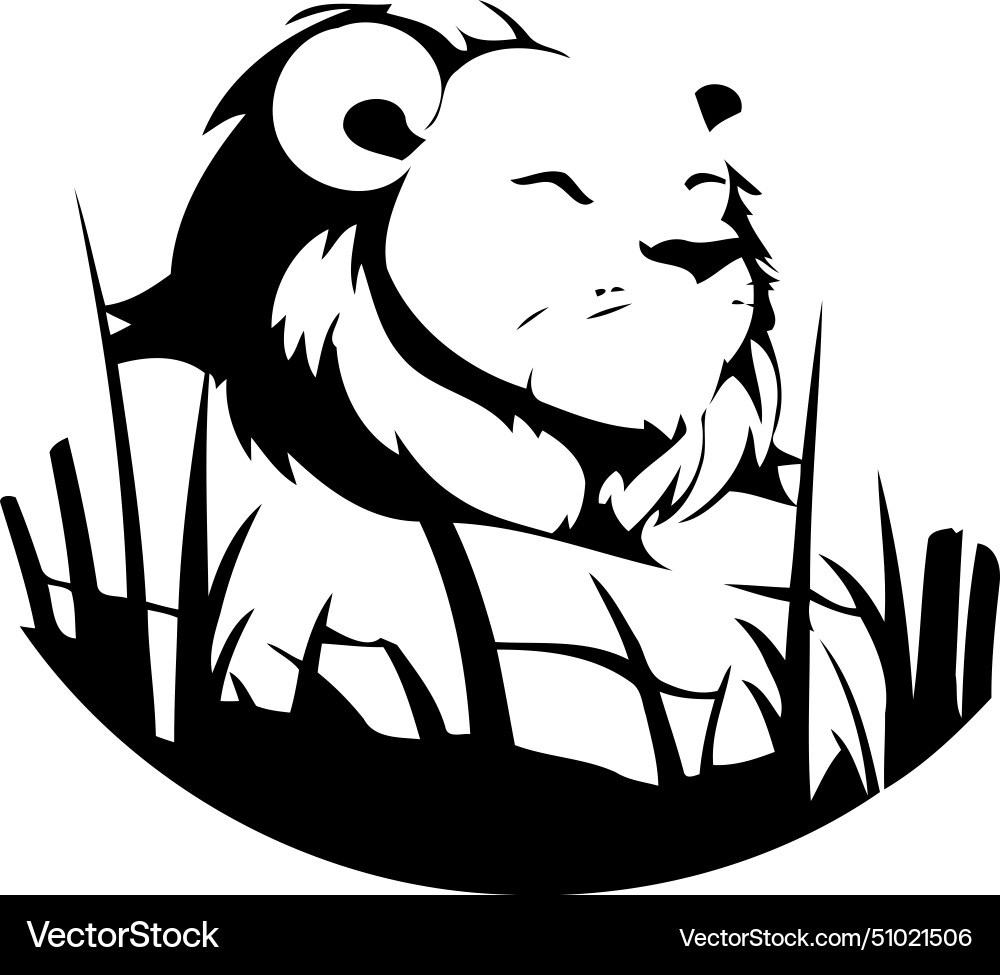 Lion in the meadow flat style Royalty Free Vector Image