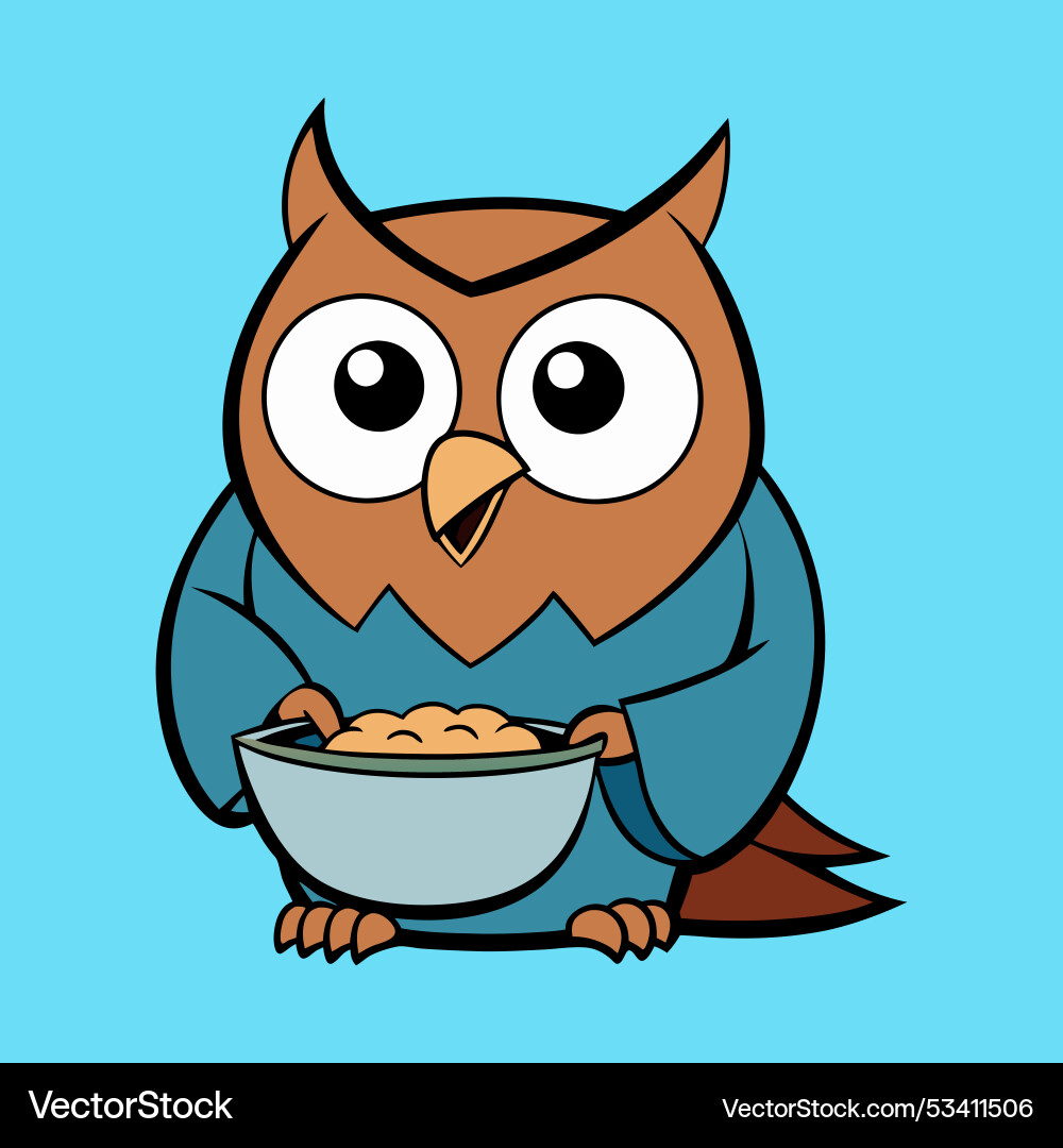 Owl feeding kawaii Royalty Free Vector Image - VectorStock