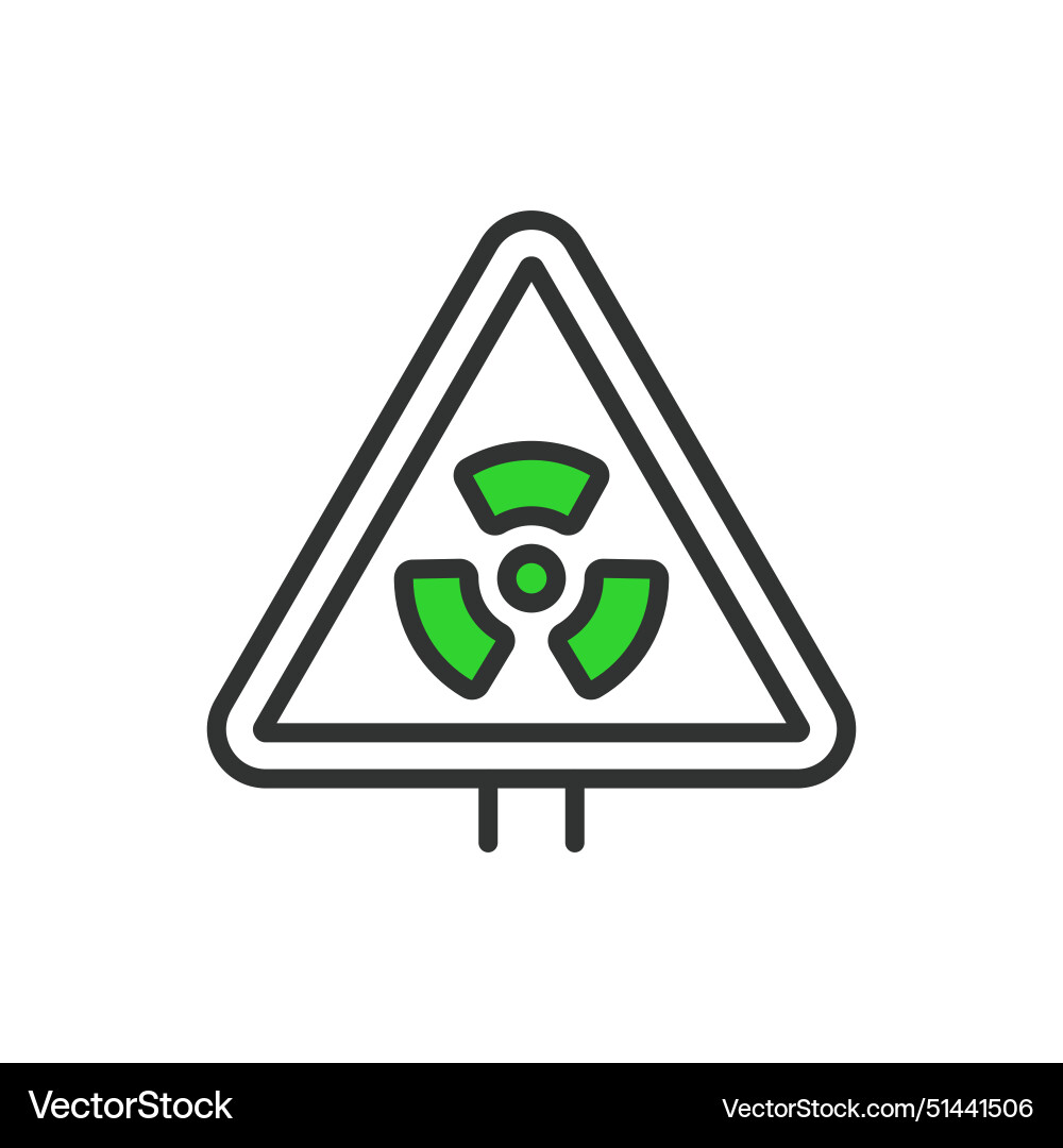 Radiation sign in line design green Royalty Free Vector