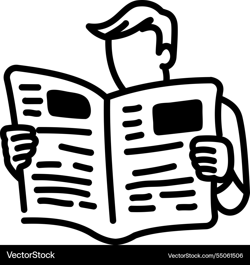Reading newspaper Royalty Free Vector Image - VectorStock