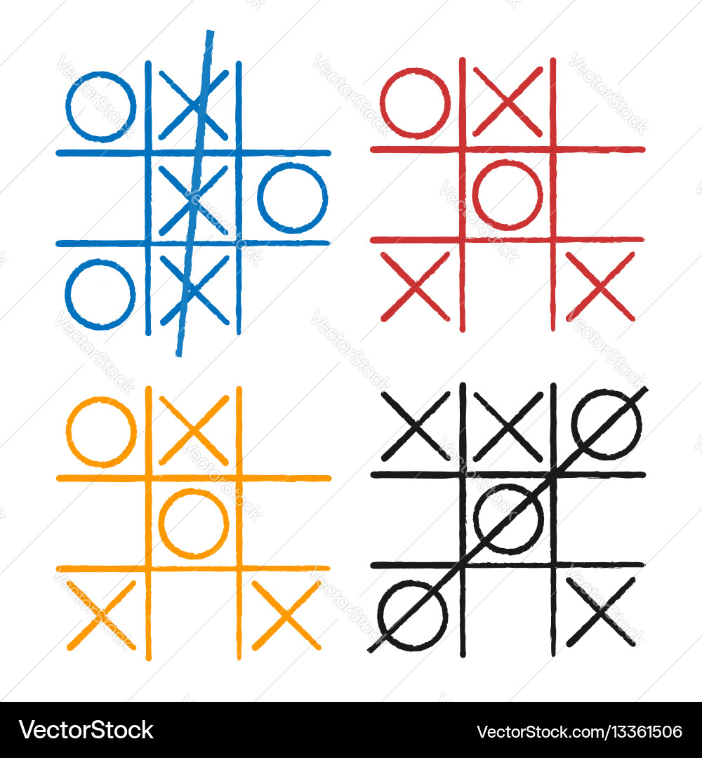 Tic tac toe set noughts and crosses board game Vector Image
