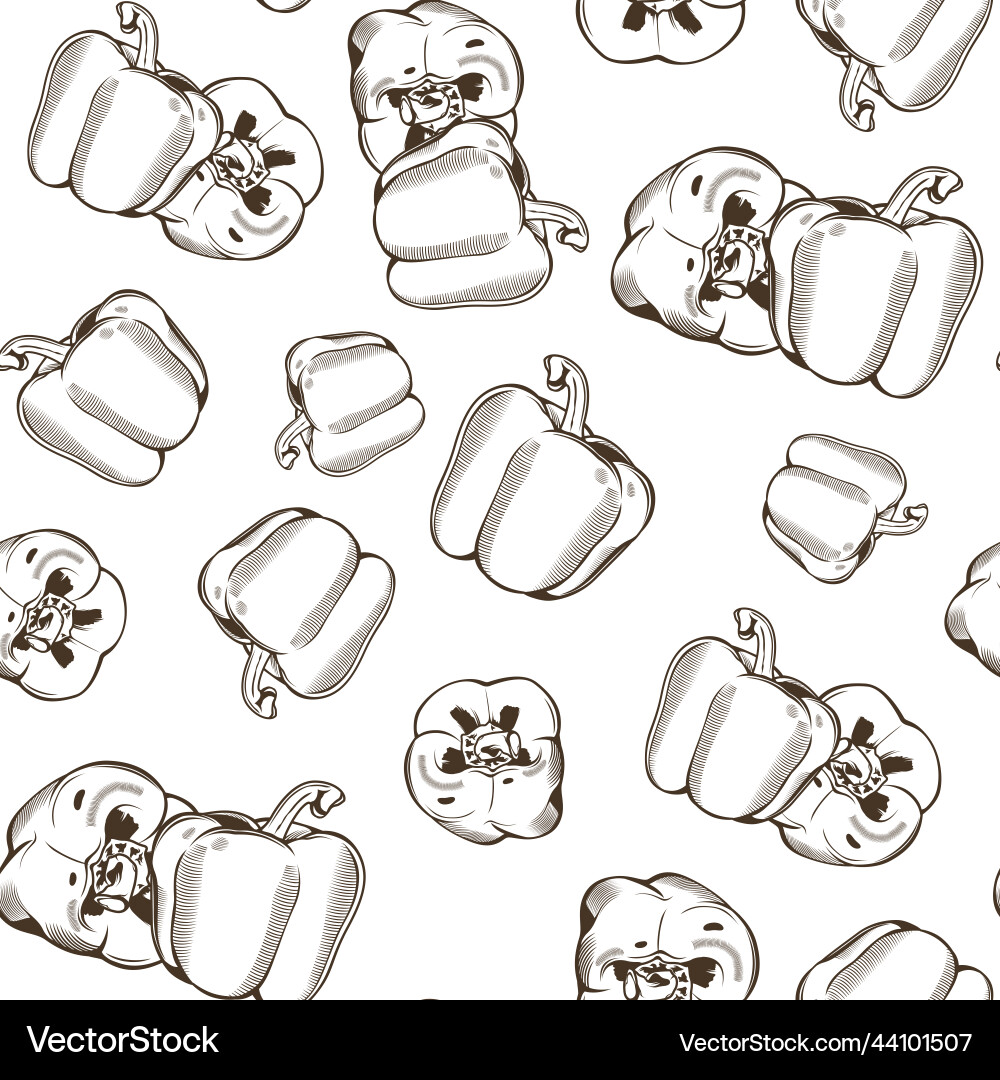 Black and white seamless pattern with red pepper Vector Image
