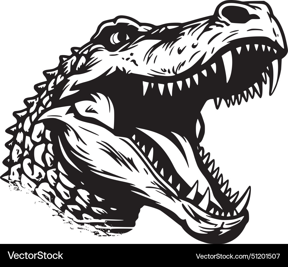 Crocodile - black and white isolated icon Vector Image