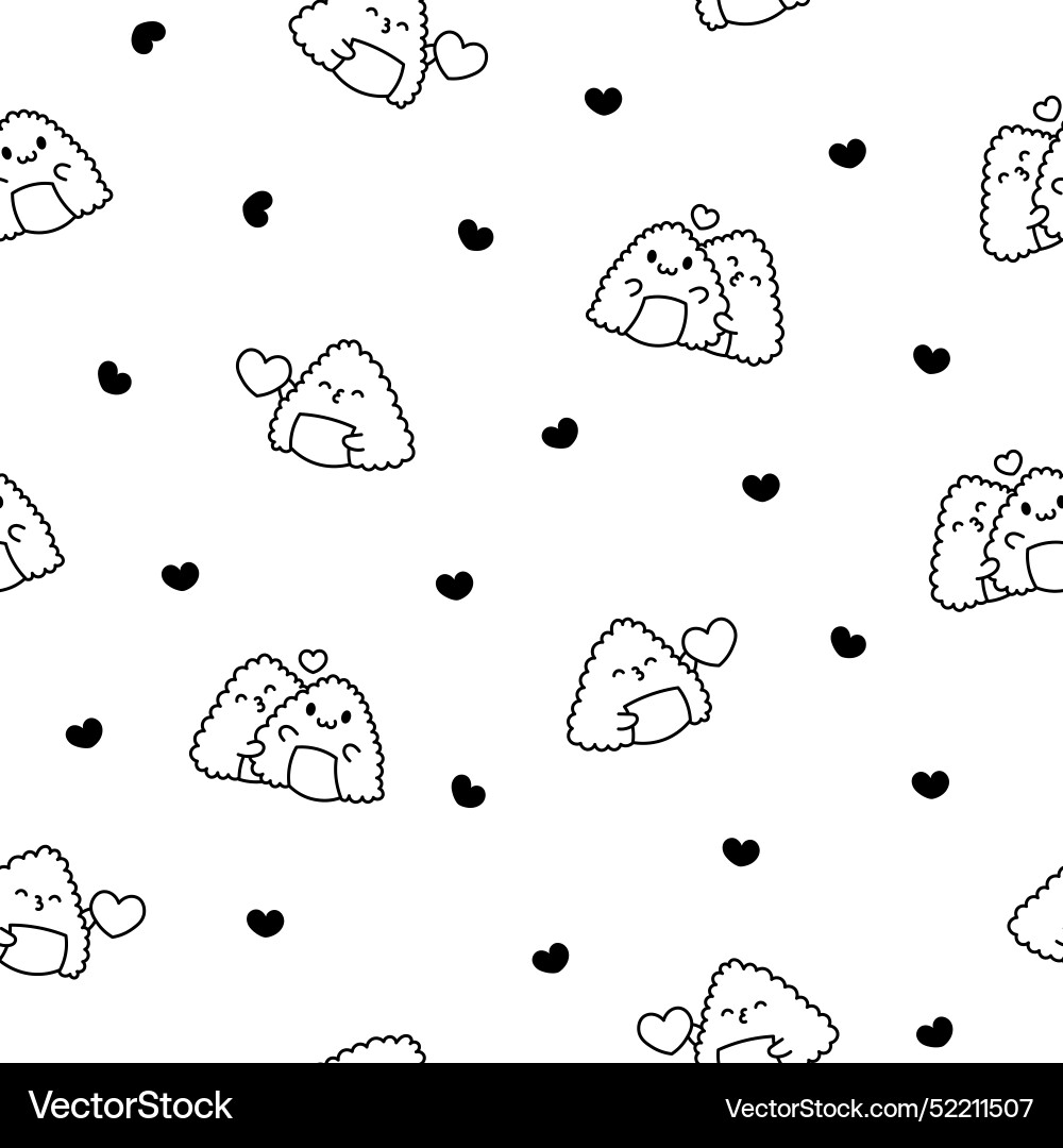 Cute kawaii onigiri coloring page Royalty Free Vector Image